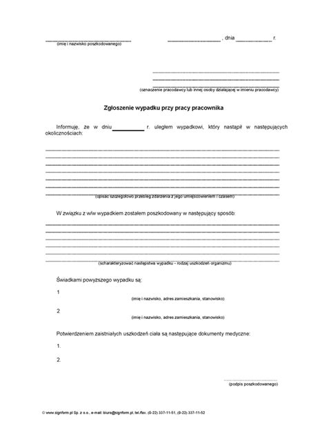 Zgłoszenie wypadku przy pracy pracownika