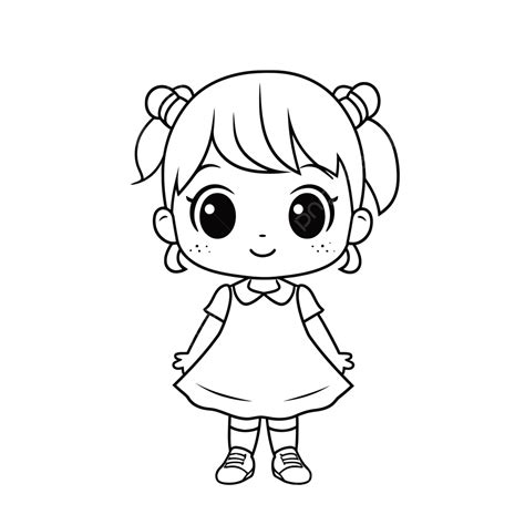 La Ni A Es Dibujo De Boceto De Esquema De P Gina Para Colorear Vector
