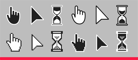 Pointer Hand Arrow And Hourglass Loading Clock Mouse Cursors