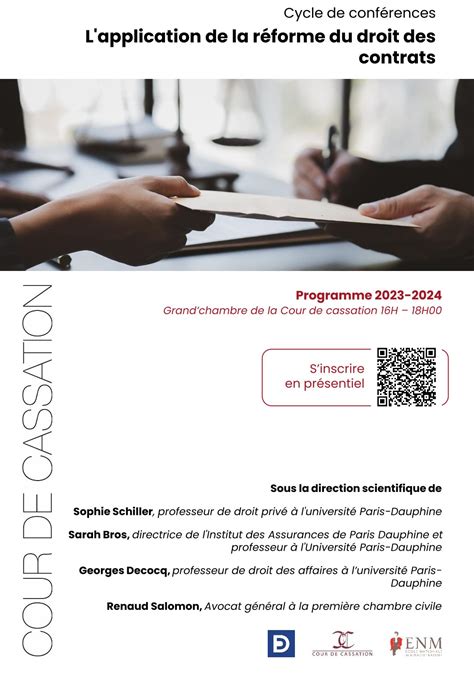Cycle de conférences L application de la réforme du droit des