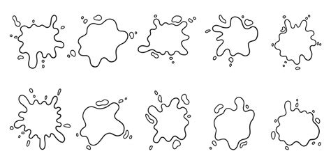 Hand Drawn Set Of Paint Splashes Doodle Different Shapes Of Paint
