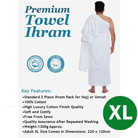 Towel Ihram 2 Piece Cloth Adult XL Men Size Cotton Hajj Umrah Ehram