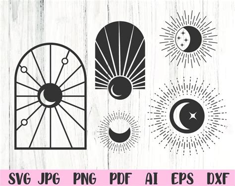 Boho Sun And Moon Svg Sun Svg Moon Svg Svg Files For Cricut Etsy