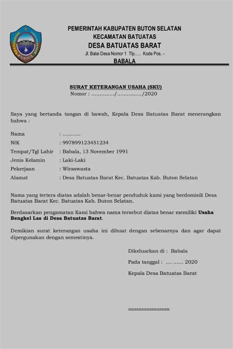 Contoh Surat Permohonan Izin Usaha Mikro Contoh Surat Resmi