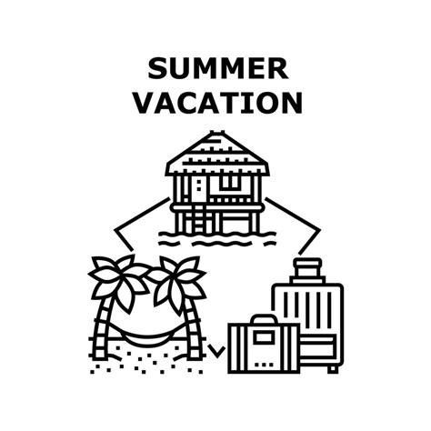 Summer Vacation Vector Concept Black Illustration Vector Art At