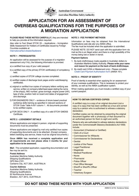 Application For An Assessment Of Overseas Qualifications For The