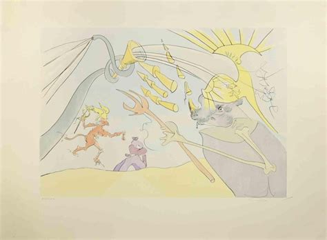 Salvador Dalí Der Elefant und der Affe des Jupiters Radierung 1974