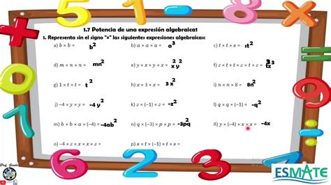 1 7 POTENCIA DE UNA EXPRESION ALGEBRAICA 7º GRADO CUADERNILLO YouTube