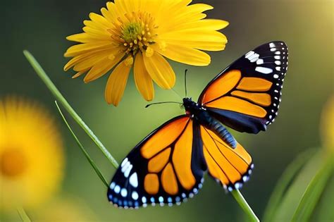 Una Mariposa Monarca En Una Flor Foto Premium