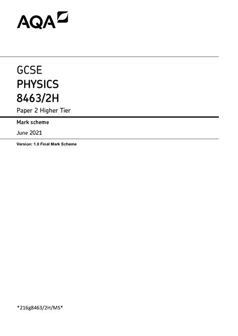 aqa a level physics 7408 1 paper 1 mark scheme june 2022 version 1 0 final browsegrades