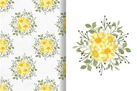 Flor Amarilla Acuarela Sin Fisuras De Fondo Vector Premium