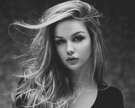 Fondos De Pantalla Cara Mujer Monocromo Modelo Pelo Largo