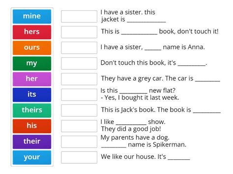 Possessive Adjectives And Possessive Pronouns Match Up