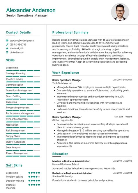 Senior Operations Manager Resume Example For 2024 Best Writing Tips