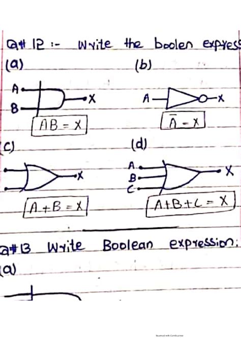 solution simplification of boolean expression handwritten assignment example and questions