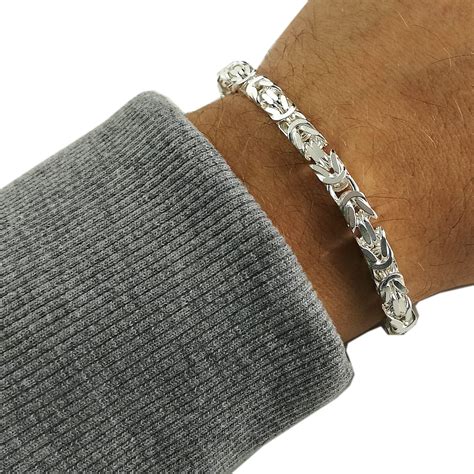 Srebrna Bransoletka 925 Męska Splot Królewski 5mm 22cm DIAMENTOWANA