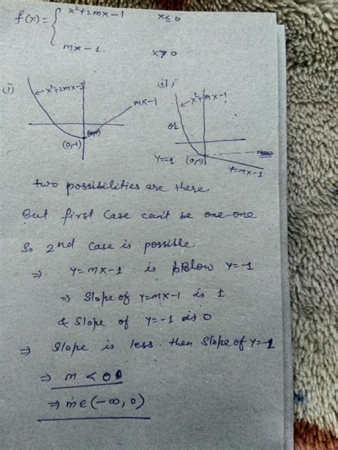 3 f r → r is defined as f x {x® 2mx 1 x0 mx 1 x 0 if f x is one one then the of