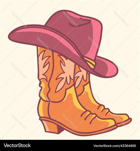 Cowboy Boots And Hat Isolated On White Royalty Free Vector