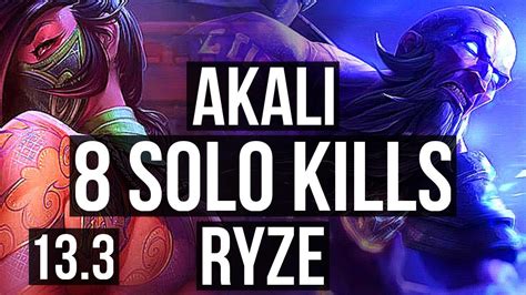 AKALI Vs RYZE MID 12 1 6 8 Solo Kills 1500 Games Legendary 1