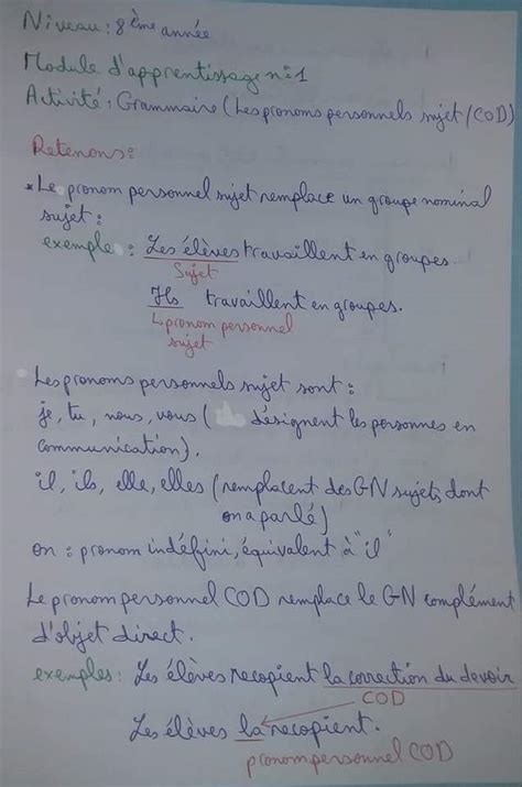 8 ème الثامنة أساسي Français Niveau 8ème année Module n1 Activité