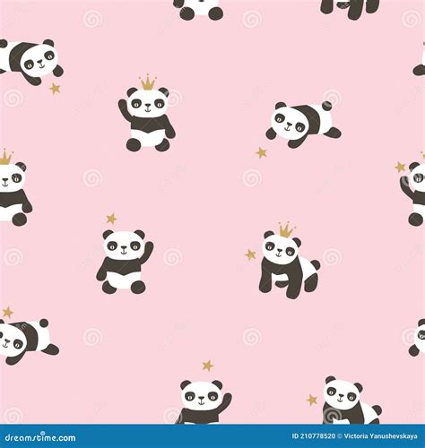 Vector Patrón Sin Costuras Con Pandas Lindos En Fondo Rosa Dibujos