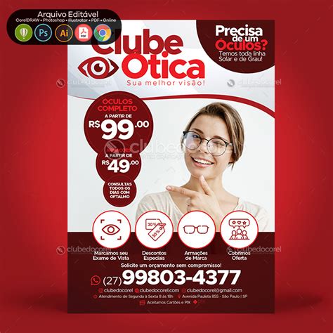 Ótica Panfleto Flyer 02 Clube do Corel