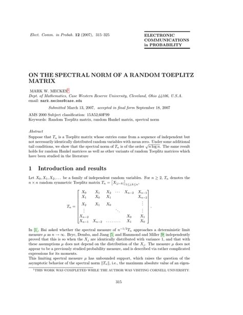 on the spectral norm of a random toeplitz matrix