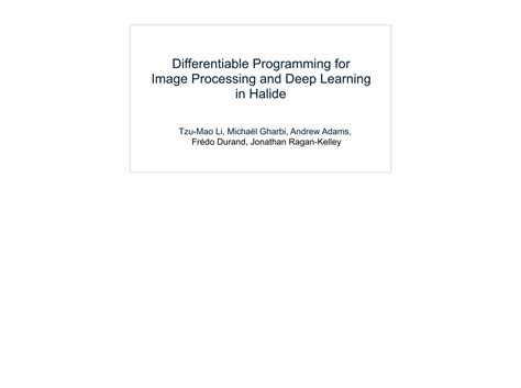 pdf differentiable programming for image processing and deep · tuning image processing
