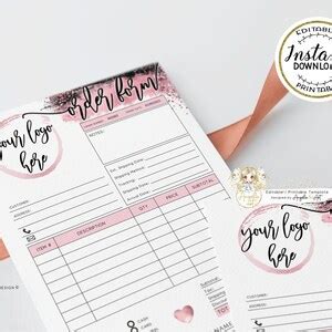 BLACKPINK Black Rosegold Glitter Order Form Template Etsy