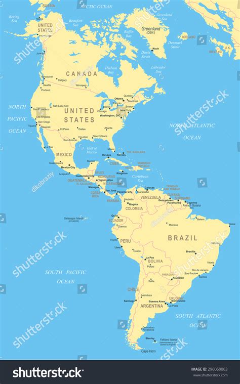 Political Map Of North And South America Map