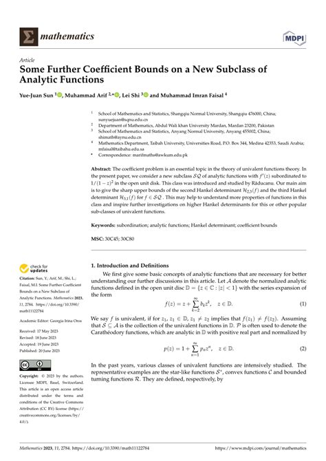 pdf some further coefficient bounds on a new subclass of analytic functions