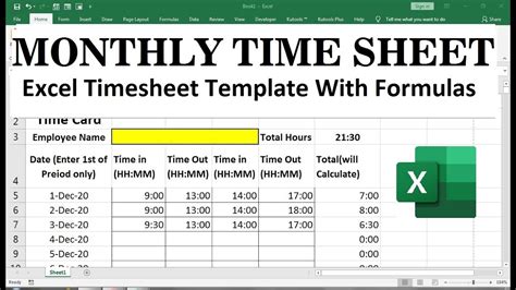 Excel Weekly Timesheet Template With Formulas