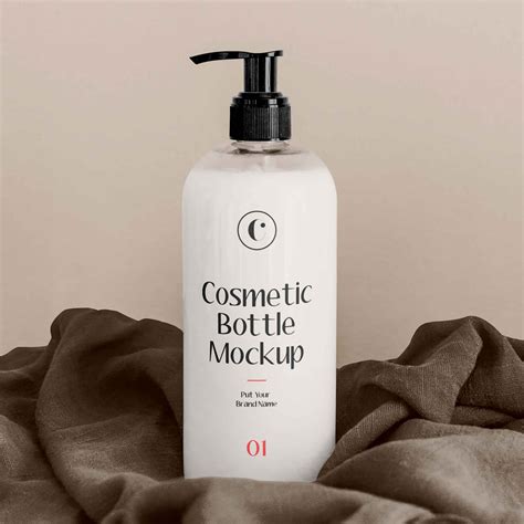 Free Pump Dispenser Cosmetics Bottle Mockup PSD