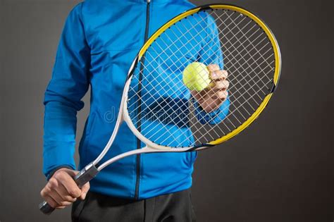 Man Holding Tennis Ball And Racket Sport Stock Image Image Of Player
