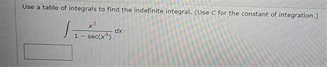 Solved Use A Table Of Integrals To Find The Indefini