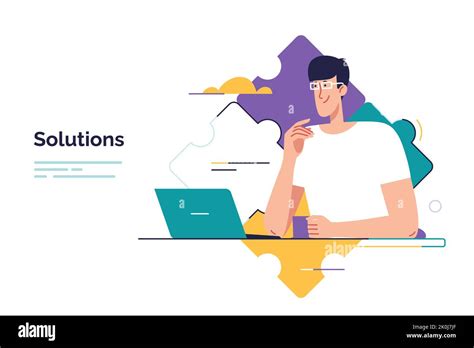 Vector Illustration Depicting A Man Is Thinking About Solving The