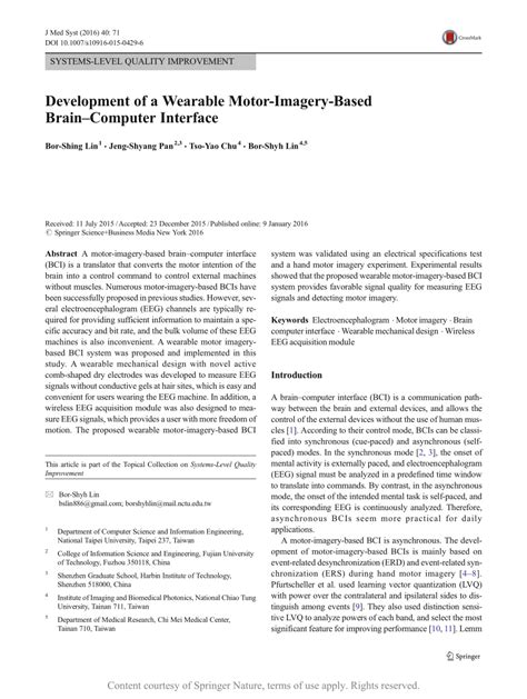 development of a wearable motor imagery based brain computer interface request pdf