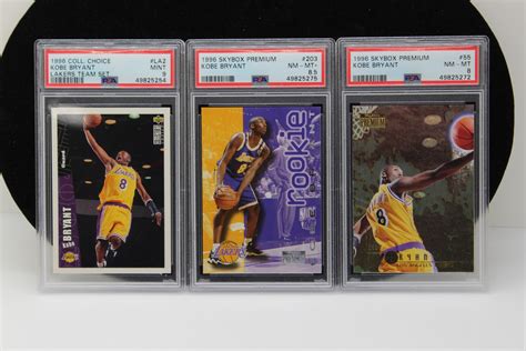 Lot 3 NM MT PSA Graded 1996 Kobe Bryant Rookie Cards