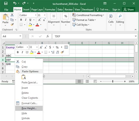 MS OFFICE HELP Change Height Of A Row