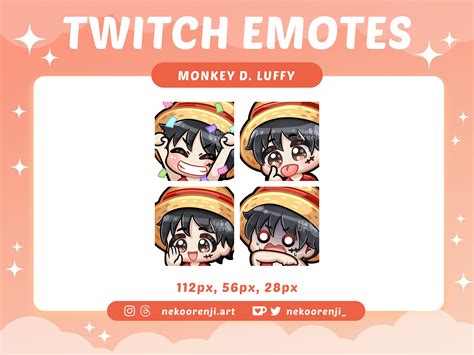 One Piece Luffy Twitch Emotes Chibi Black Hair Anime Boy Twitch Discord