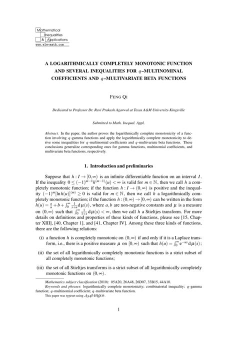 pdf a logarithmically completely monotonic function and several inequalities for q