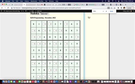 html javascript sudoku personalized game tutorial robert james metcalfe blog