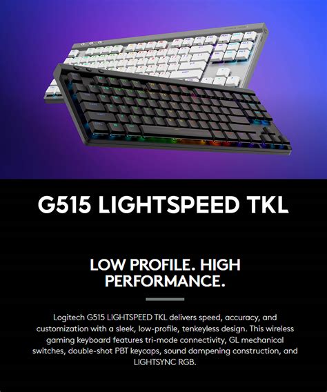 Logitech G515 LIGHTSPEED TKL Low Profile Wireless Gaming Keyboard