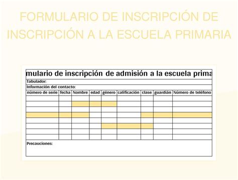 Plantilla de Formato Excel Formulario De Inscripción De Estudiantes y