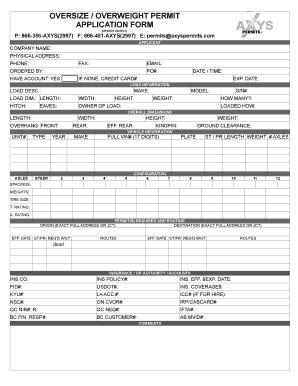 OVERSIZE OVERWEIGHT PERMIT APPLICATION FORM Fill And Sign Printable