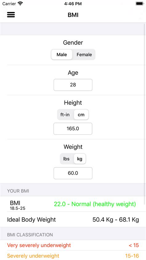 Iphone I In Bmi Bmr Calculator Ndir