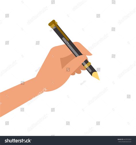 Hand Holding Pen Writing Vector Illustration Stock Vector Royalty Free