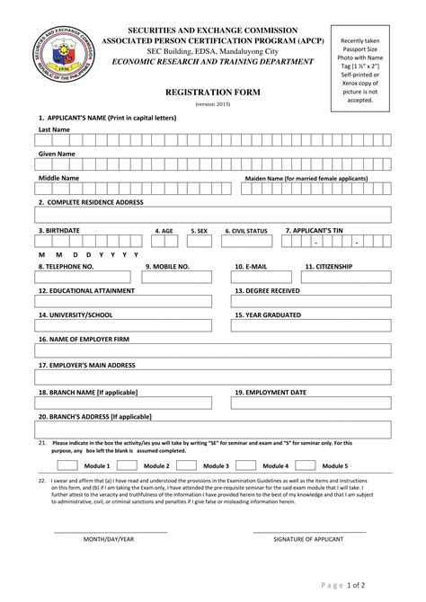 Free Blank Registration Forms In Pdf
