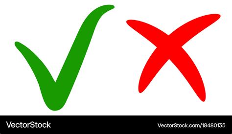 Green Check Markapproval Right Choice Red Cross Vector Image