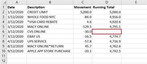 how to create a running total in excel cumulative sum